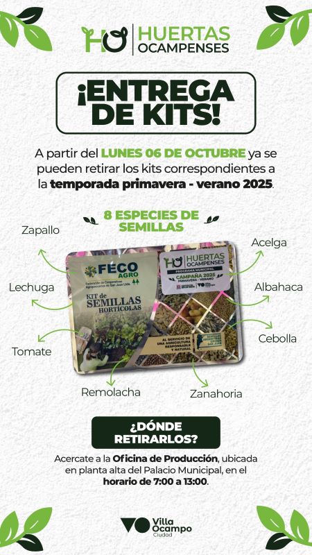 Villa Ocampo: Comenzó la entrega de kits de semillas de la campaña ...